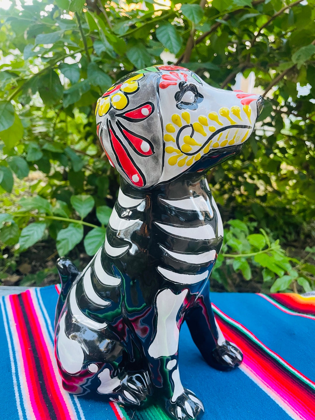 Large Mexican Talavera Labrador Dog Statue / Day of the Dead / Dog ...