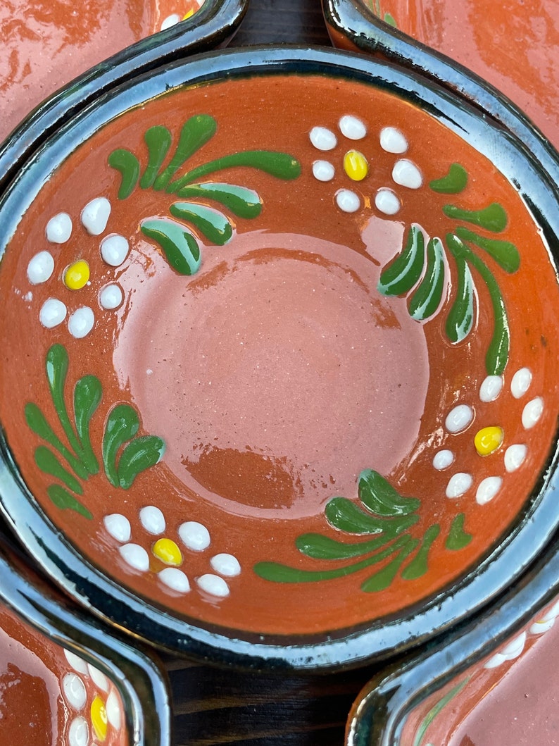 Talavera Clay Appetizer Tray. Red Clay Beautiful Square 7 Piece Dip ...