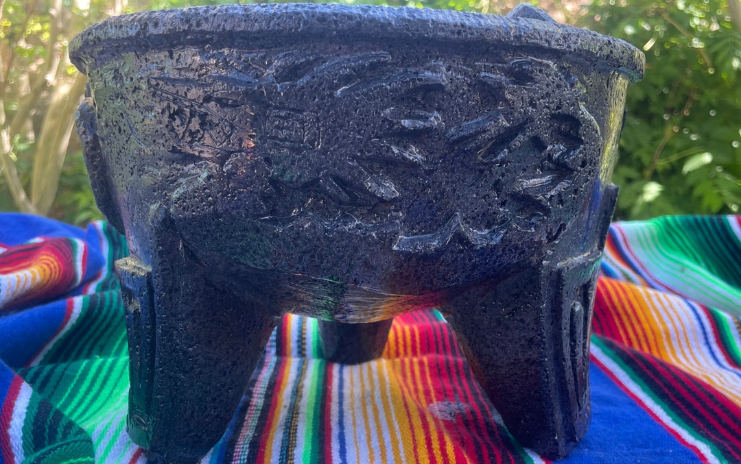 10in Aztec Molcajete Quetzalcoatl Feathered Serpent Design. Mayan ...