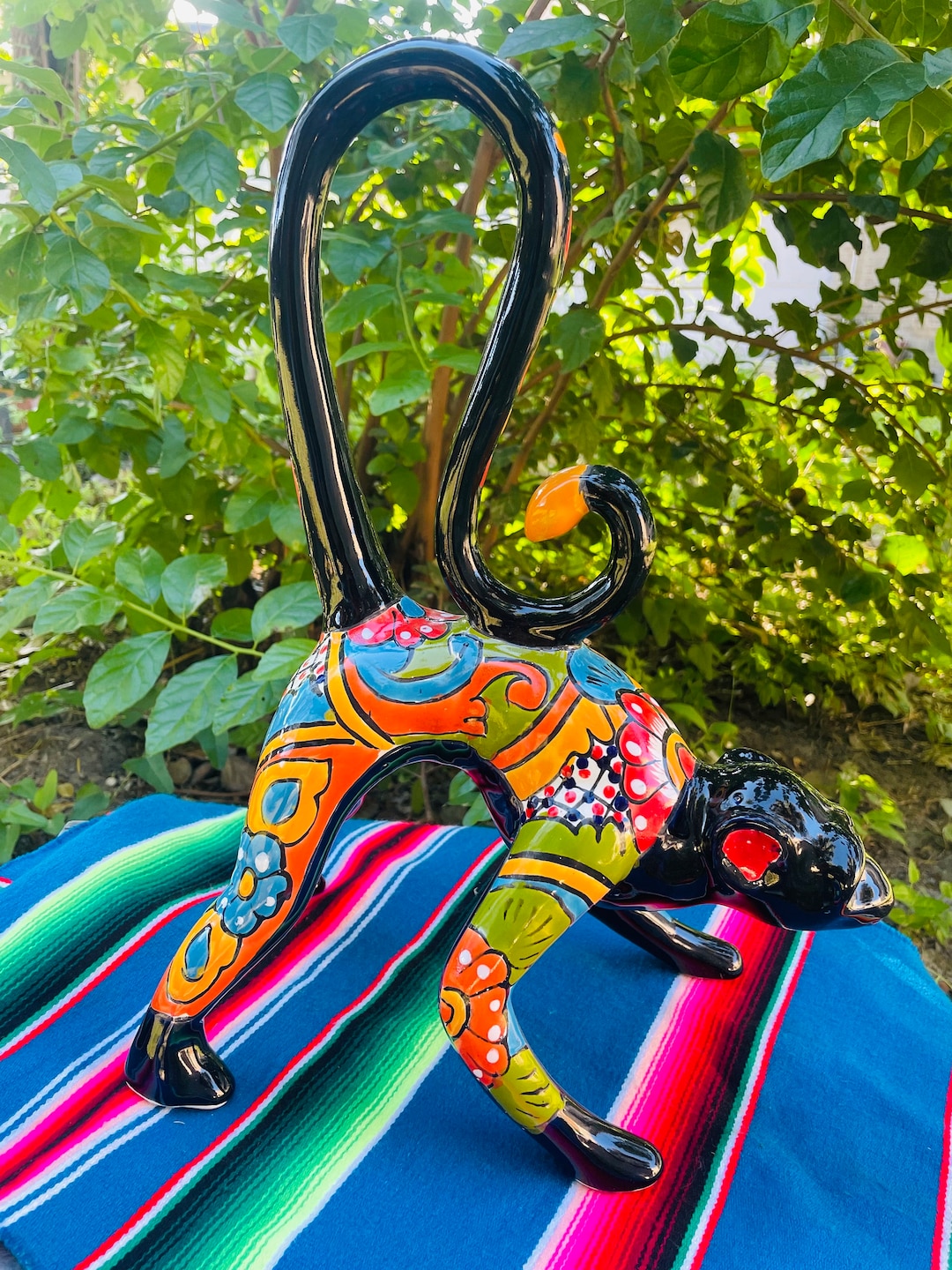 Large Elegant Talavera Monkey Sculpture. Artist Gerardo García, High ...