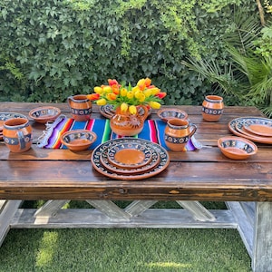 Set of 4, 14 in Large Mexican Barro Hand Painted Charger Plates ...