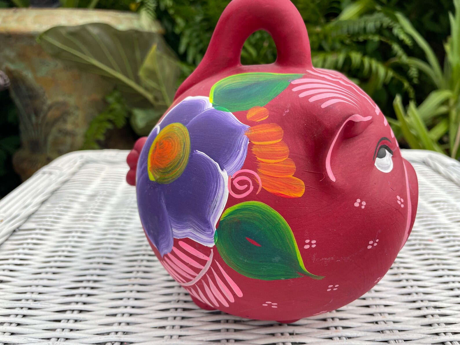 Large Hand Painted Piggy Bank, Mexican Folk Art Money Bank. Colorful ...