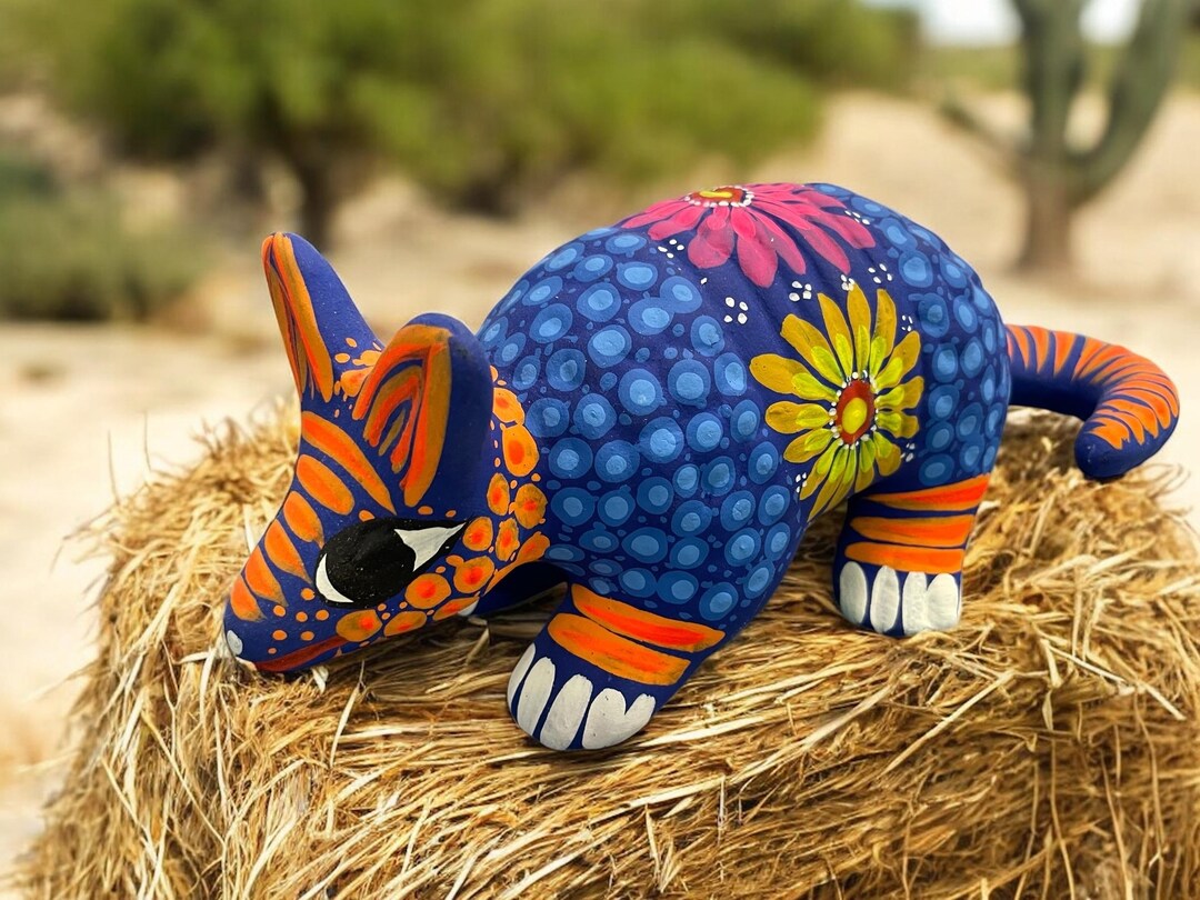 Hand Painted Armadillo. Vivid Colors Mexican Folk Art. Colorful Hand ...