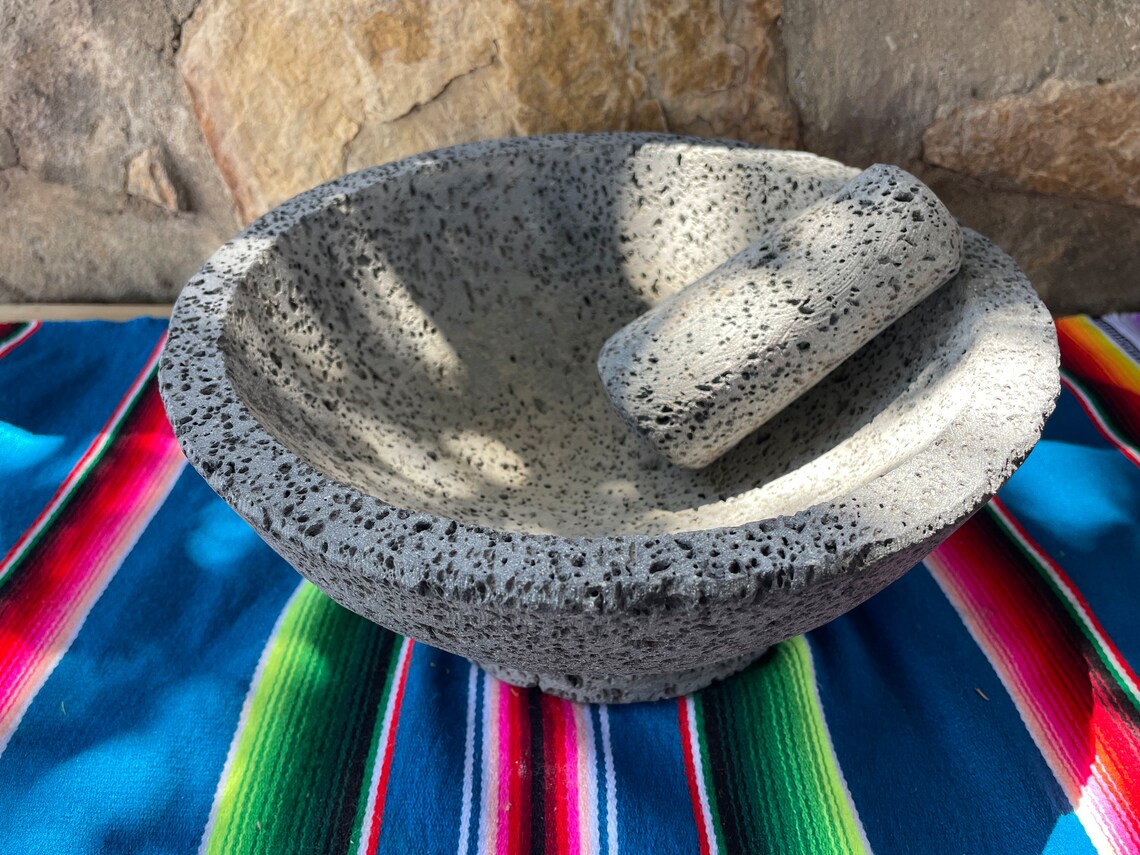 10in Mexican Molcajete Tazon - 100% Volcanic Rock - Mortar and Pestle ...