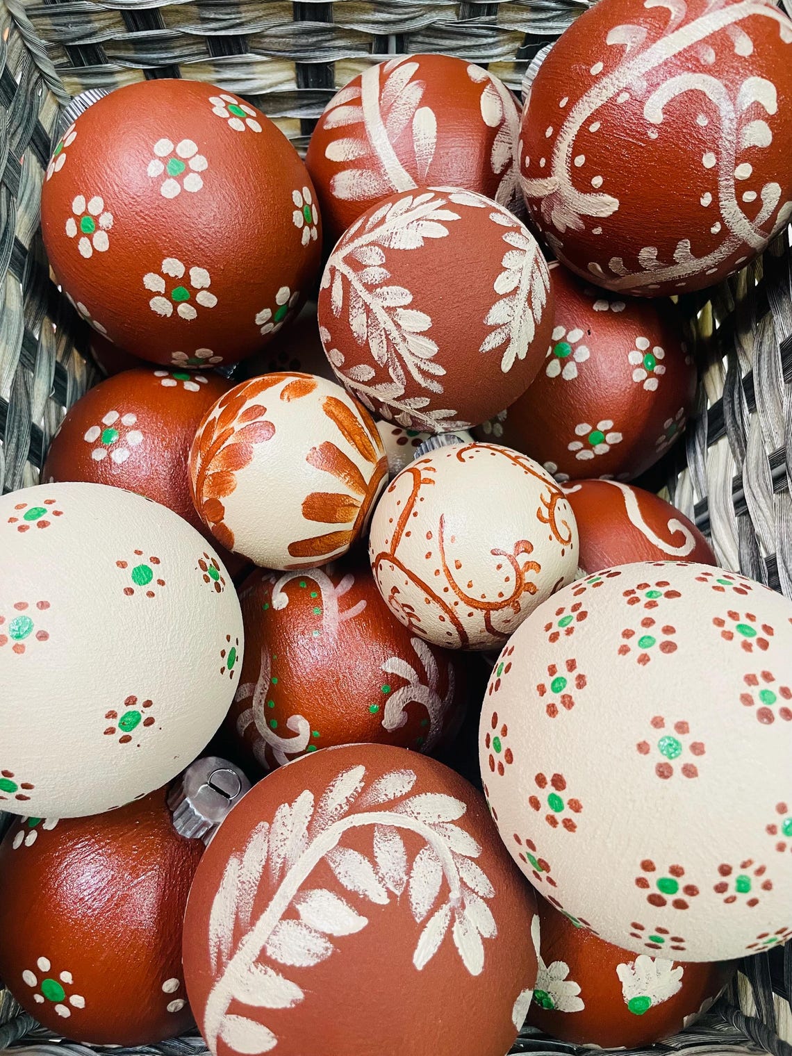 Mexican Barro Inspired Christmas Ornaments. Hand Painted Textured ...