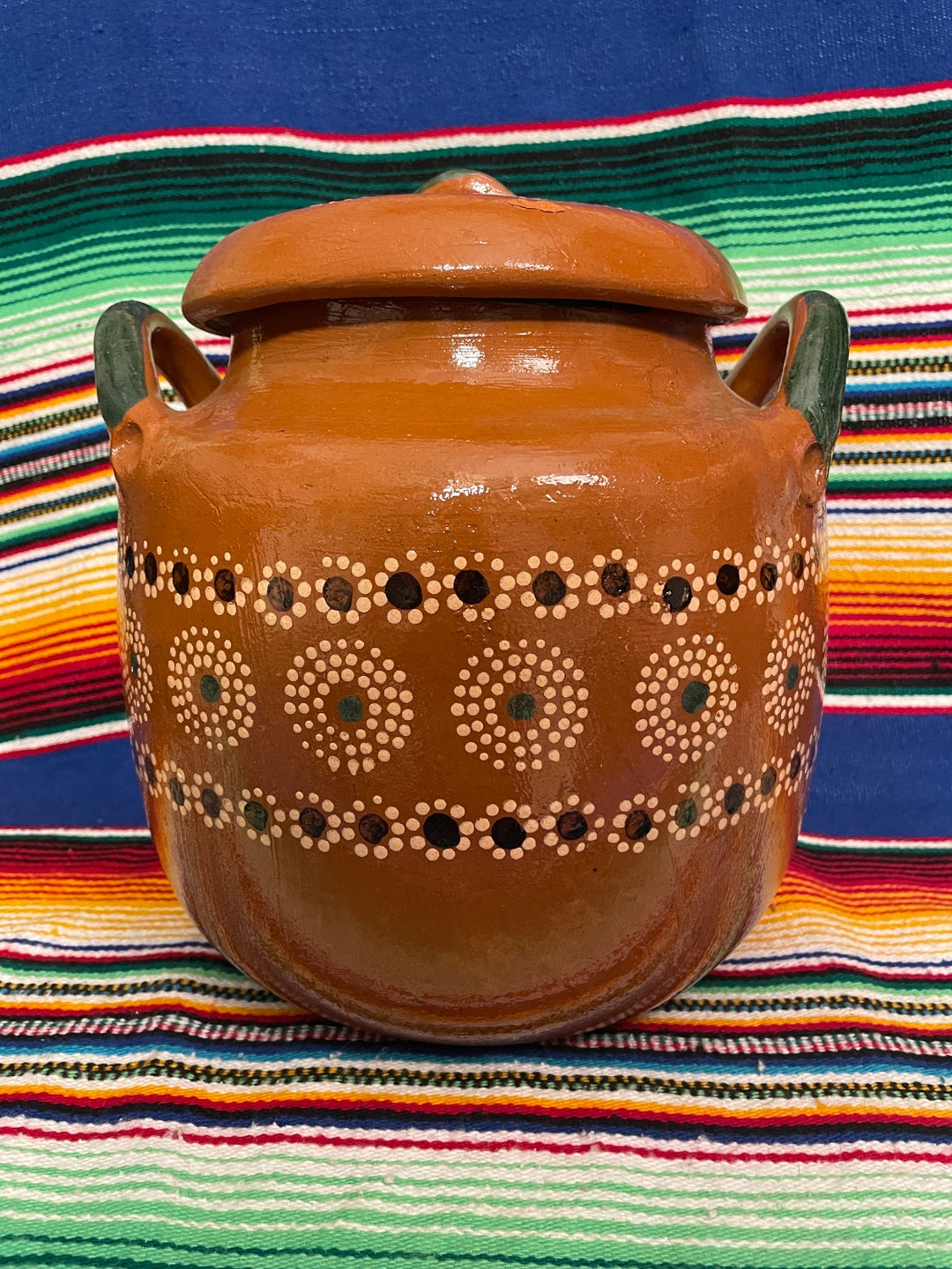 6.5 L Large Mexican Barro Bean Pot, Clay Pot With Lid / Olla De Barro ...