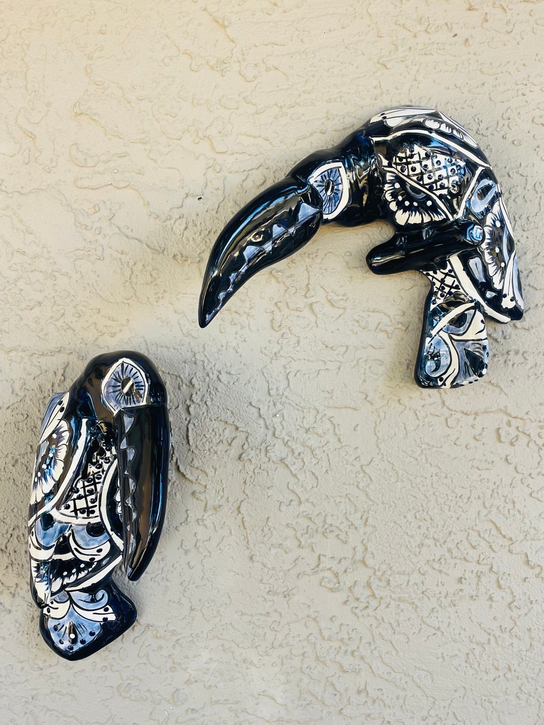 LARGE Talavera Toucan Birds Sculptures Set of 2. Puebla Style Handmade ...