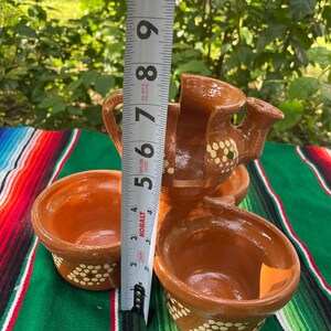 Beautiful Salsa and Napkin Centerpiece. Mexican Handmade Red Clay Three ...