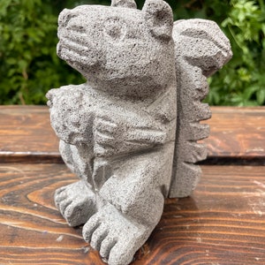 Squirrel Stone Sculpture. 100% Volcanic Rock. Garden Bird Stone Art ...