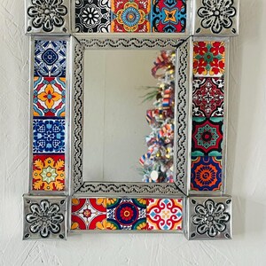 Stunning Talavera Tile Punched Tin Mirror, Metal Framed , High Quality ...