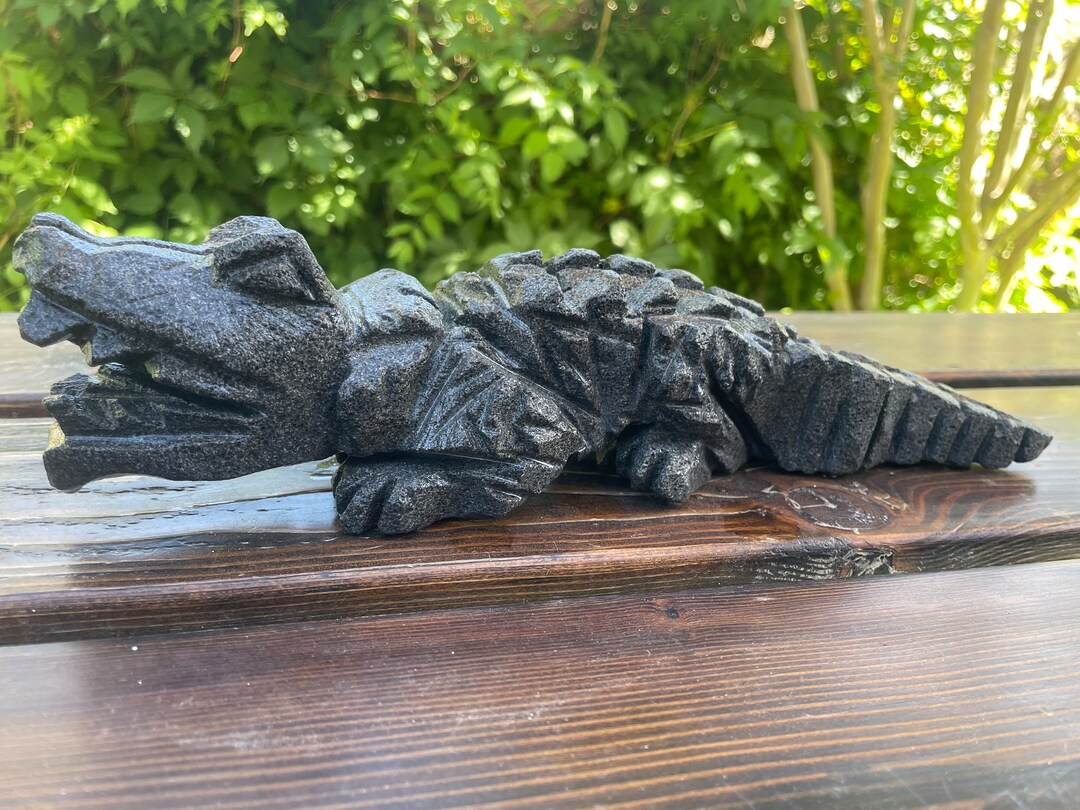 12 in Crocodile / Alligator Stone Sculpture. 100% Volcanic Rock. Garden ...