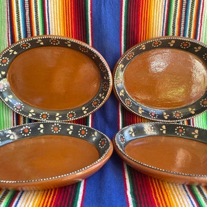 10 in or 11in Mexican Hand Painted huarache Dinner Barro Plates Blue ...