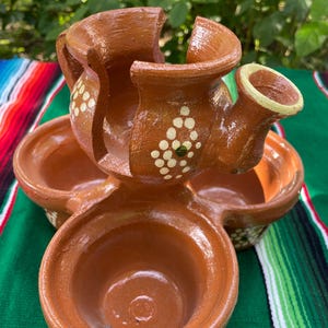 Beautiful Salsa and Napkin Centerpiece. Mexican Handmade Red Clay Three ...