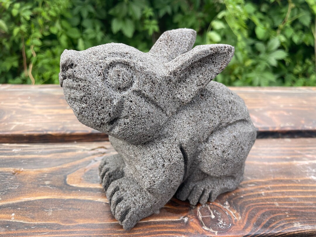 Rabbit Stone Sculpture. 100% Volcanic Rock. Garden Bird Stone Art. Rock ...