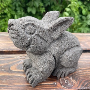 Rabbit Stone Sculpture. 100% Volcanic Rock. Garden Bird Stone Art. Rock ...