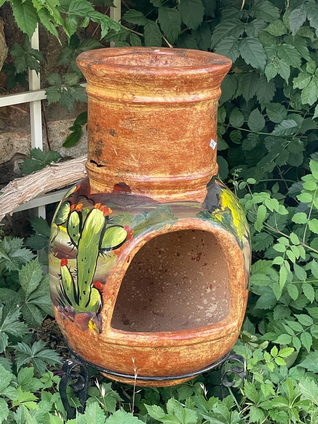 Large Impressively Hand Painted Clay Chiminea, Large Barro Chiminea ...