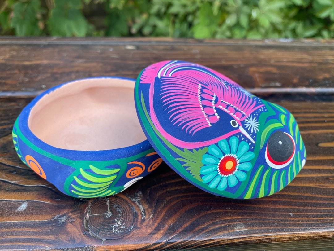 Toad / Frog Trinket Box. Hand Painted Mexican Folk Art. Colorful ...