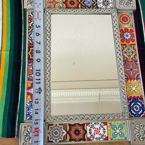 Large Stunning Talavera Tile Punched Tin Mirror, Metal Framed , High ...
