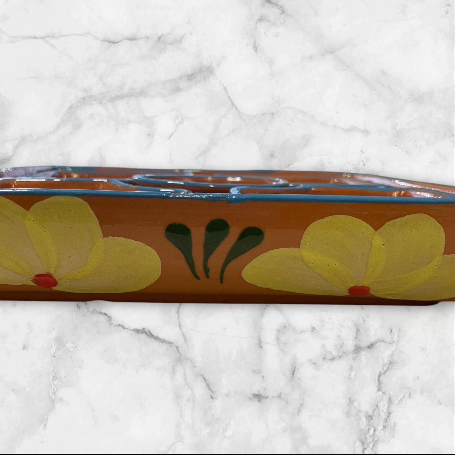 Talavera Clay Appetizer Tray. Red Clay Beautiful Square 7 Piece Dip ...