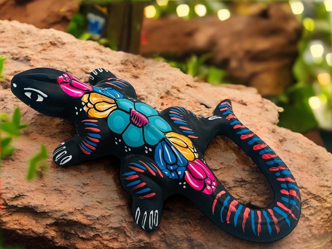 Hand Painted Iguana Wall Decor – Mexican Folk Art Clay Lizard Sculpture ...