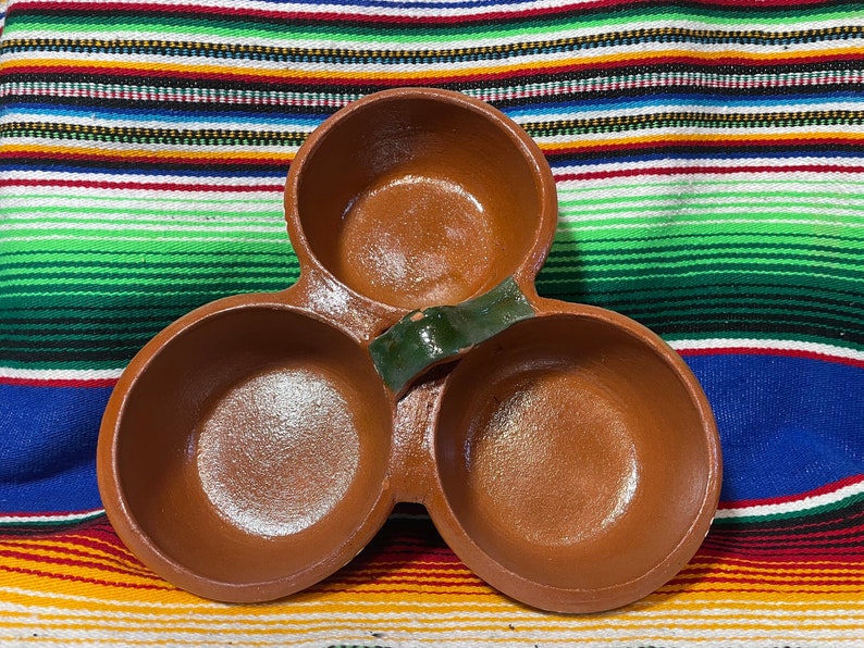 Beautiful Mexican Handmade Red Clay Three Section Salsa Bowl. - Etsy