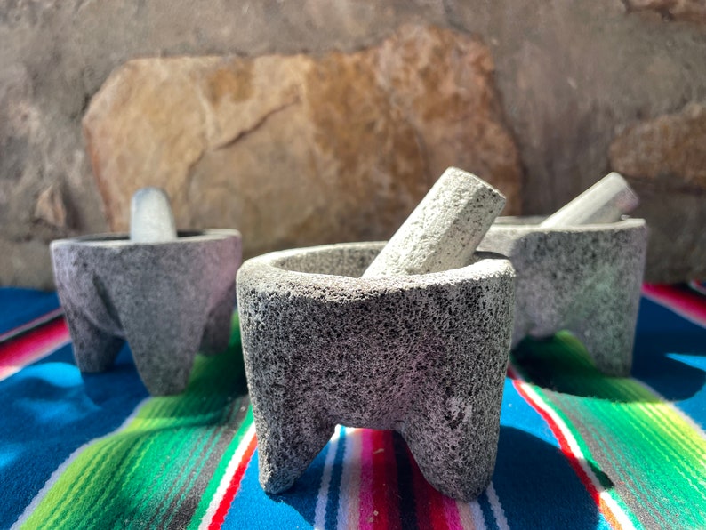 Made in Mexico Small Volcanic Rock Molcajete . Mortar and Pestle Salsa ...