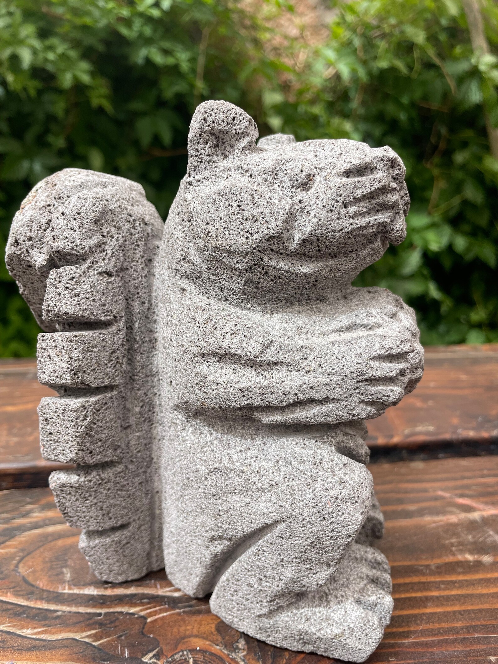 Squirrel Stone Sculpture. 100% Volcanic Rock. Garden Bird Stone Art ...