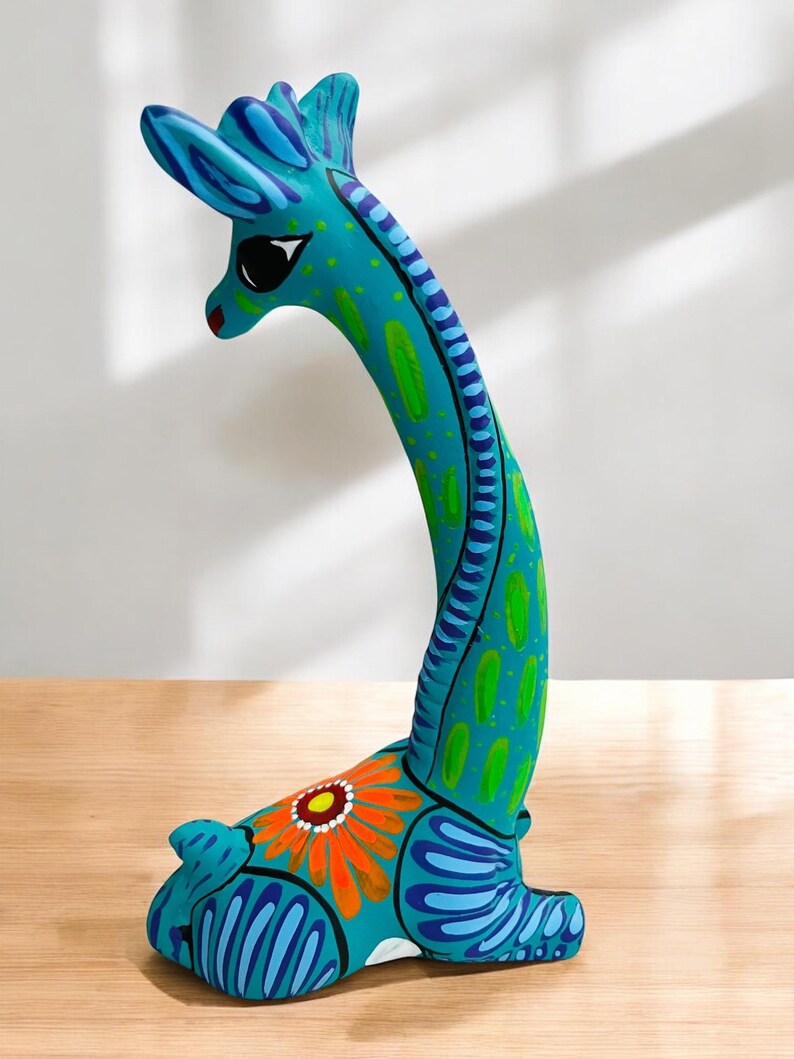 Giraffe Figurine Mexican Folk Art Hand Painted Matte Giraffe. Colorful ...