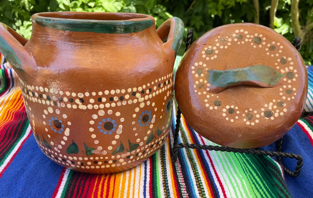 2.5 L Mexican Barro Pot, Terracotta Clay Pot With Lid / Olla De Barro ...