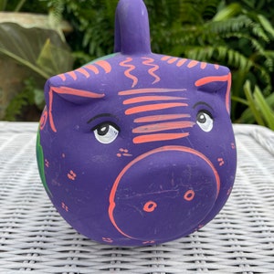 Large Hand Painted Piggy Bank, Mexican Folk Art Money Bank. Colorful ...