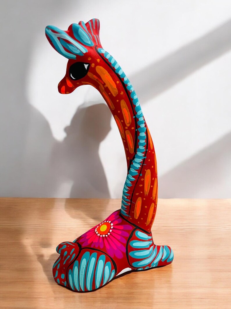 Giraffe Figurine Mexican Folk Art Hand Painted Matte Giraffe. Colorful ...