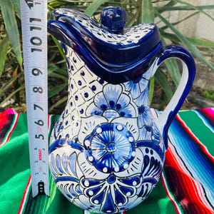 Elegant 3.25 L Authentic Talavera Pitcher With Lid Handmade Mexican ...