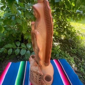 Large Clay Virgin Mary Candle Holder, Virgen María De Barro, Virgen ...