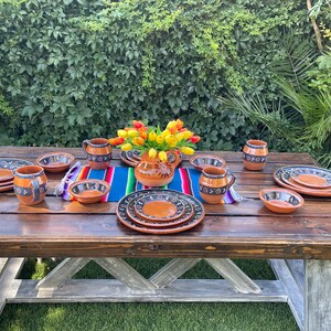10 in or 11in Mexican Hand Painted huarache Dinner Barro Plates Blue ...