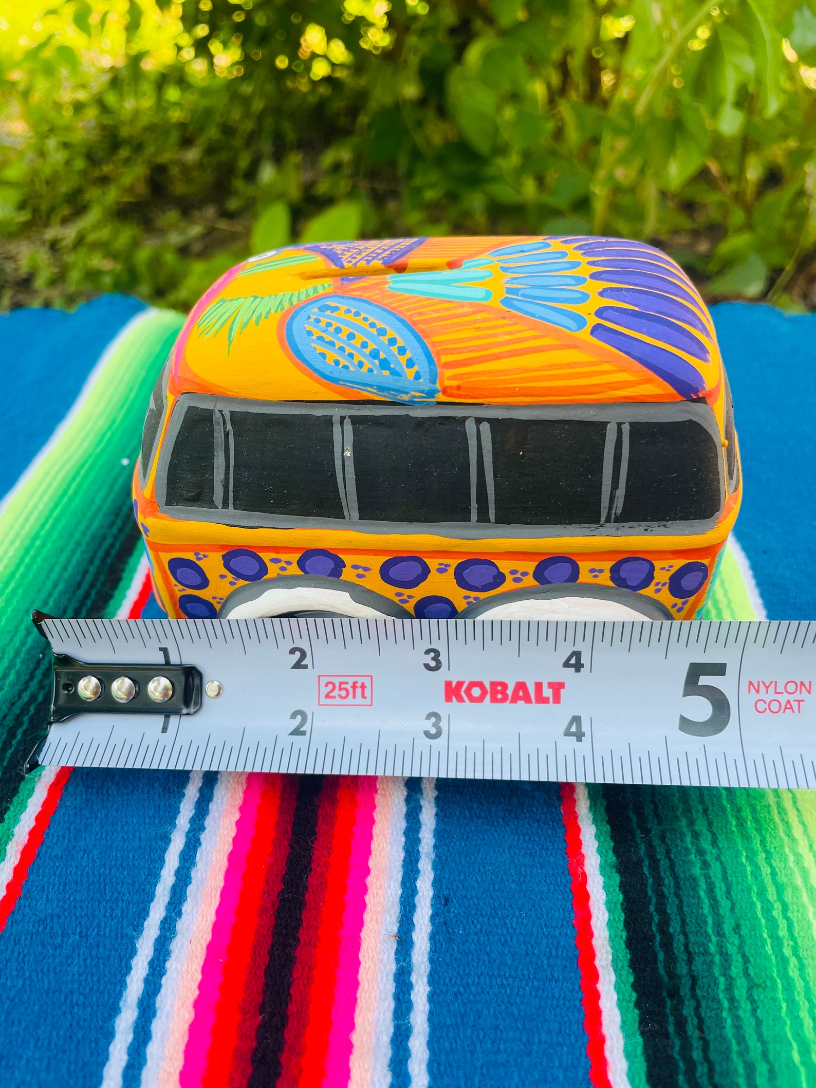 Hand Painted Bus Money Bank, Mexican Folk Art Piggy Bank. Colorful Hand ...
