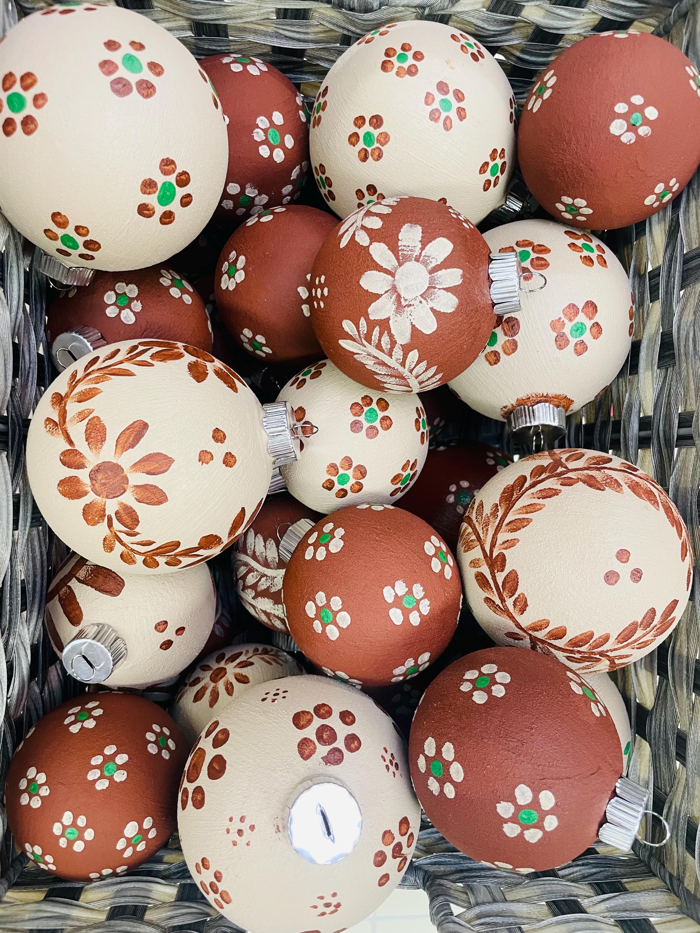Mexican Barro Inspired Christmas Ornaments. Hand Painted Textured ...