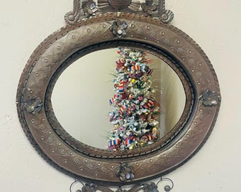 Exquisite Love Bird Nest Tin Mirror. Punched Tin Mirror in Natural ...