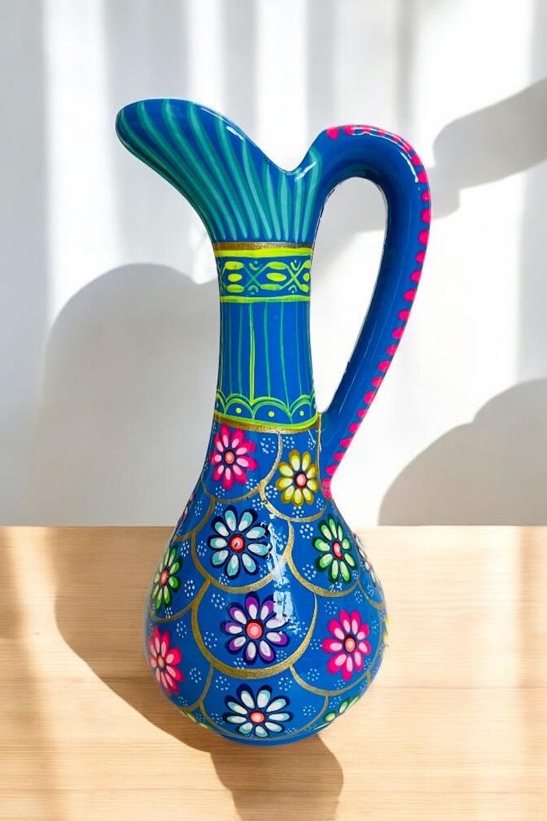 Clay Water Pitcher, 1 L Mexican Handmade Clay Pitcher/ Water Jug / Hand ...