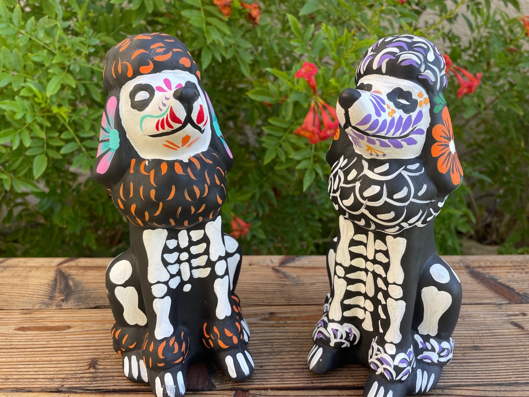 Dia De Los Muertos Poodle Figurine / Day of the Dead / Skeleton Dog ...