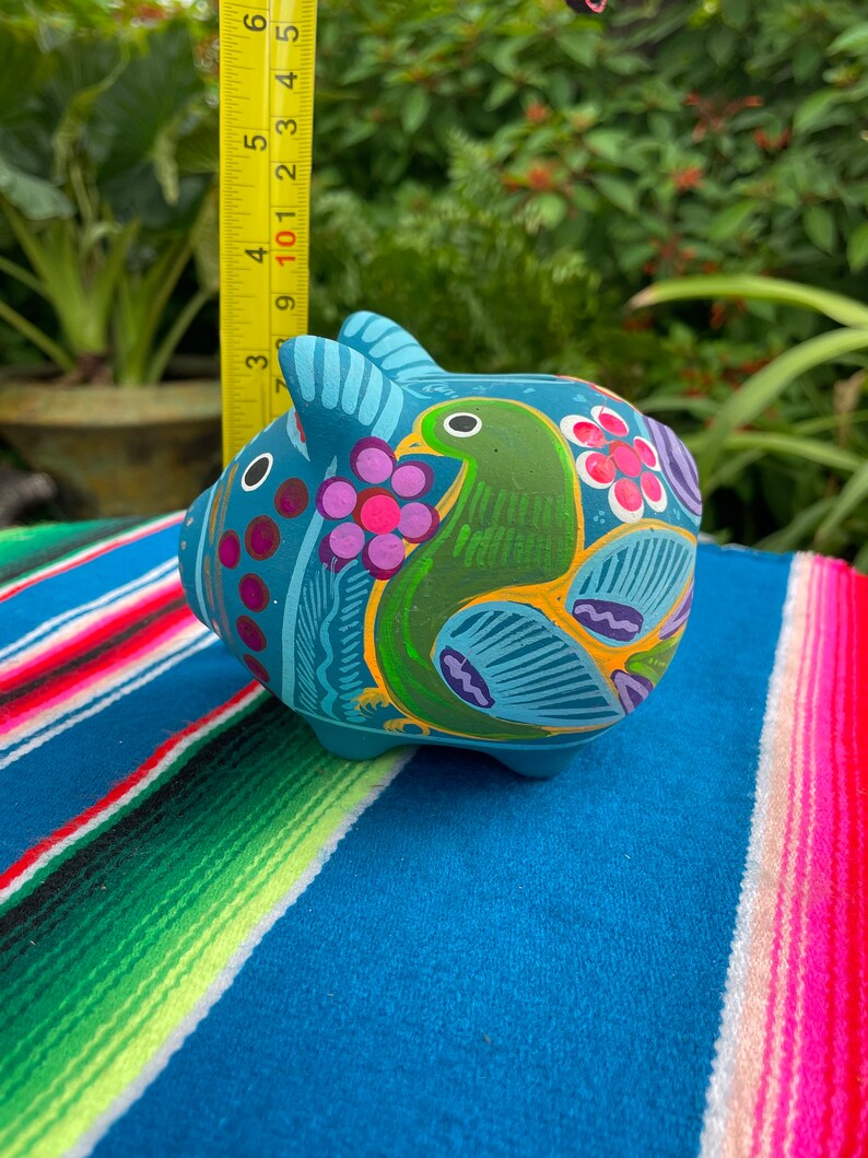 Piggy Bank Hand Painted – Mexican Folk Art Clay Money Bank Colorful ...