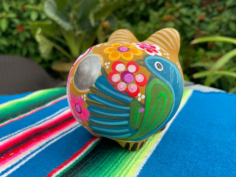 Piggy Bank Hand Painted – Mexican Folk Art Clay Money Bank Colorful ...