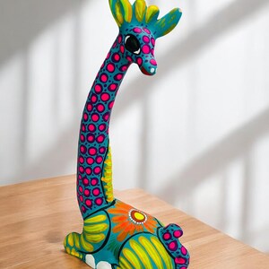 Giraffe Figurine Mexican Folk Art Hand Painted Matte Giraffe. Colorful ...