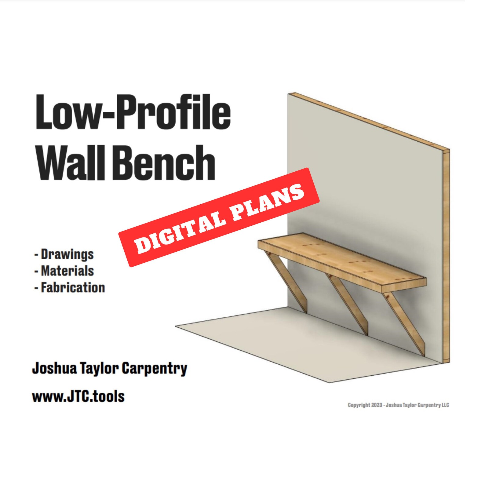 DIGITAL PLANS: Low-profile Wall Bench - Etsy