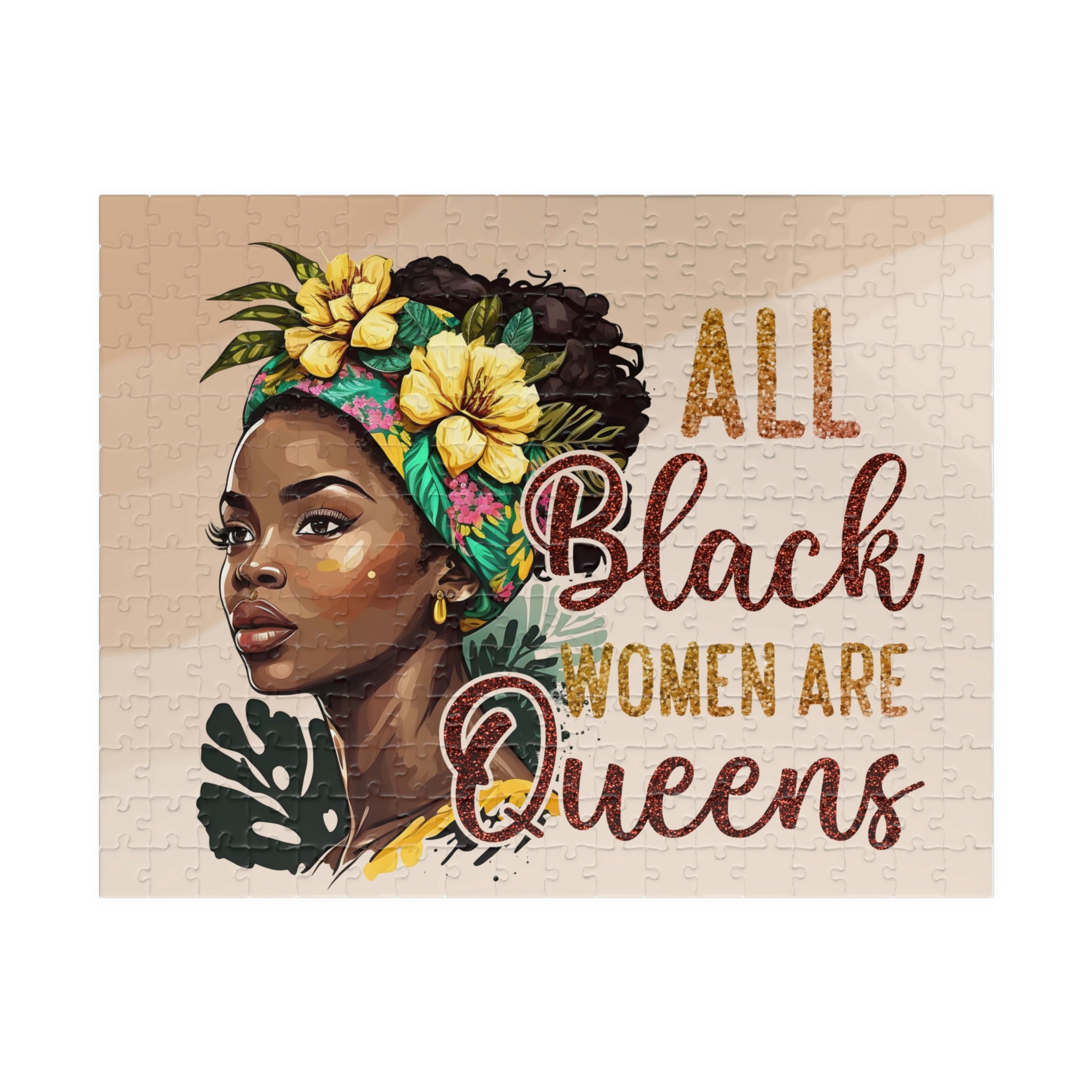 All Black Women Are Queens Melanin Puzzle, Boho Black Woman Art Puzzle ...
