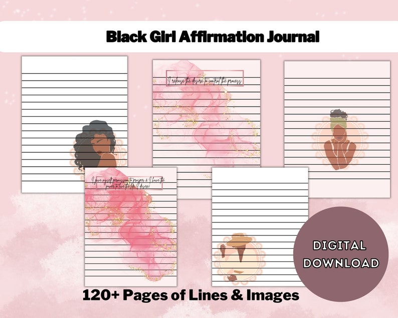 PRINTABLE Black Girls Affirmation Journal, African American ...