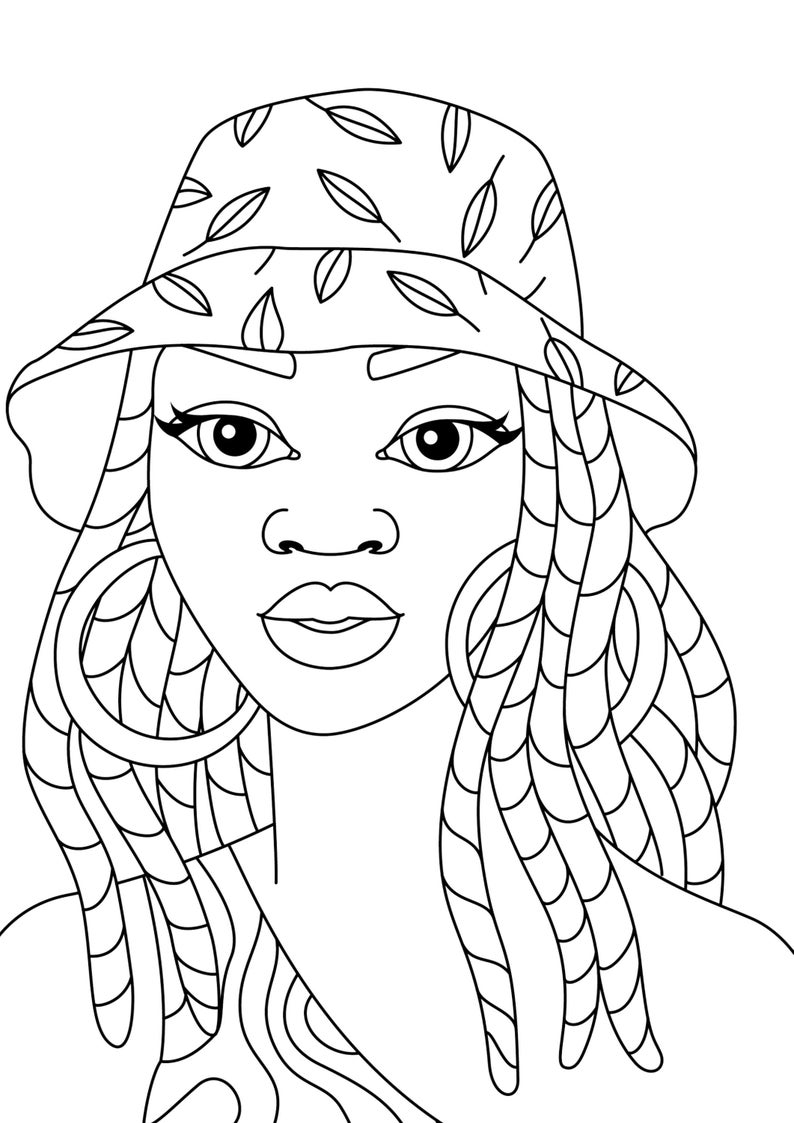 Melanin Queen's Printable Coloring Pages Pre-drawn - Etsy