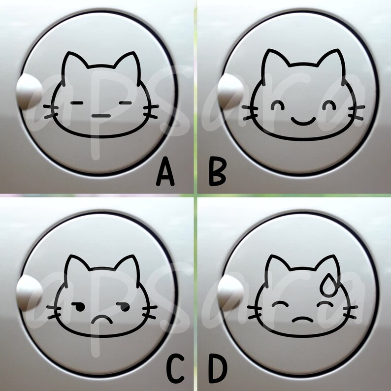 Cartoon Cat Gas Cap Decal: Kawaii Car Sticker - Etsy