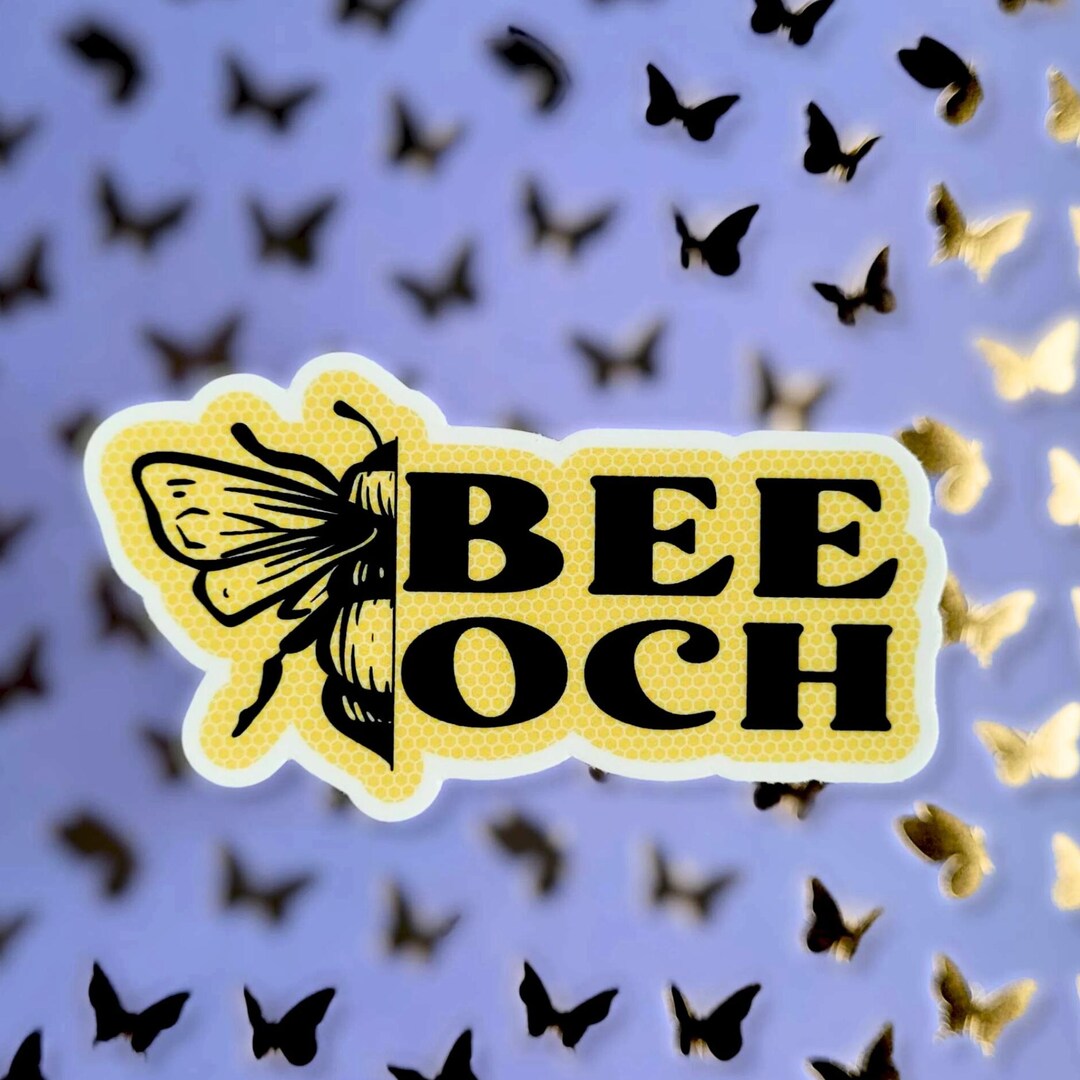 Bee Stickers for Water Bottle, Beeoch, Water Resist Tumbler Decal ...