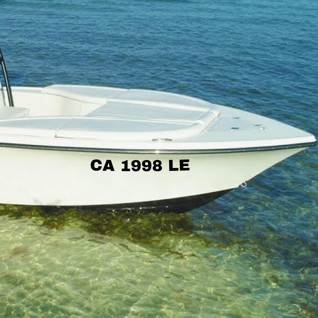 Custom Boat Registration Vinyl Decal - Letters (2) | Numbers | Boat ...