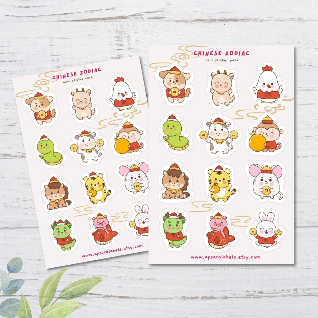 Lunar New Year Stickers 2025, Chinese Zodiac Sticker Sheets, Stationery ...